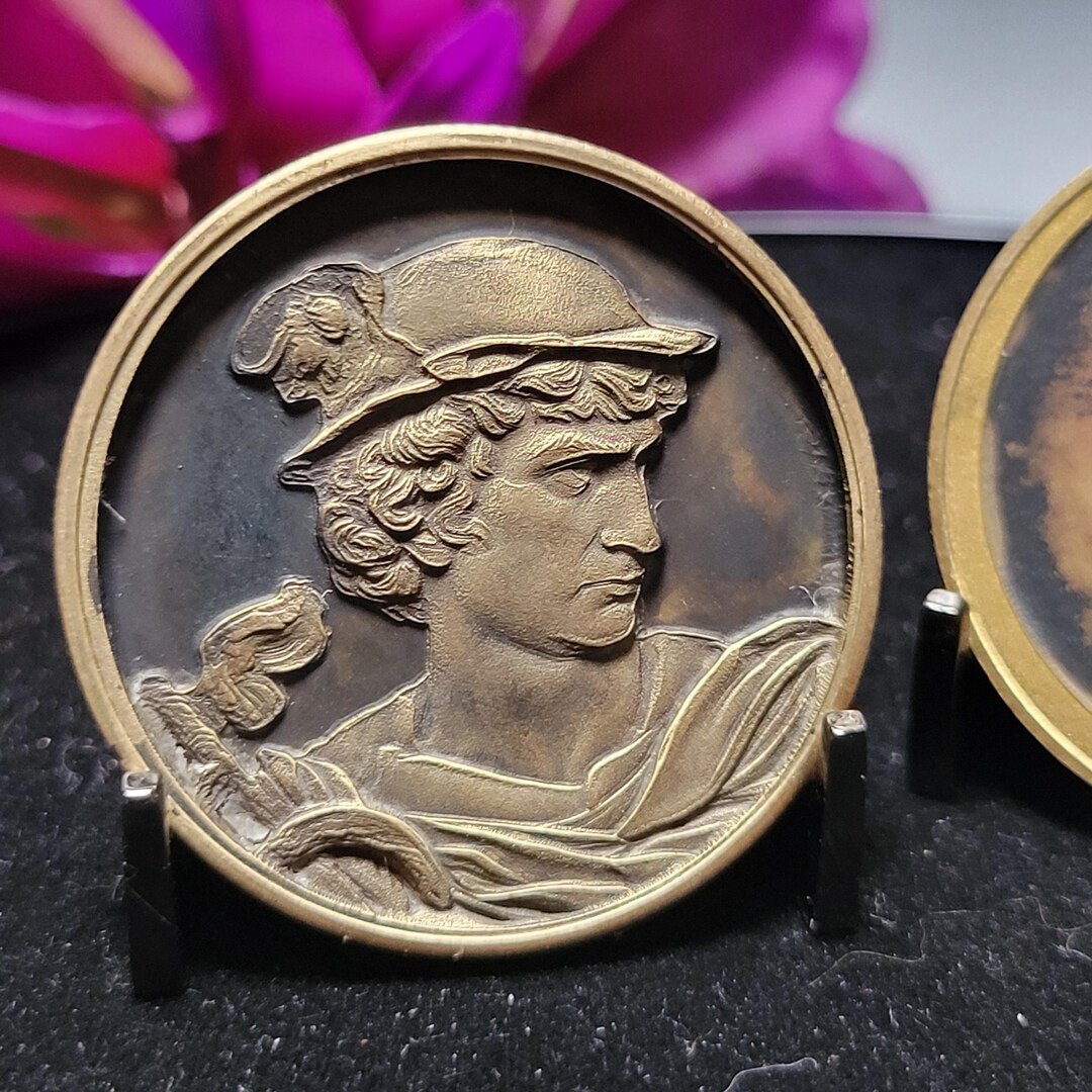 Hermes Talisman - Engraved and Aged Brass Coin - Etsy