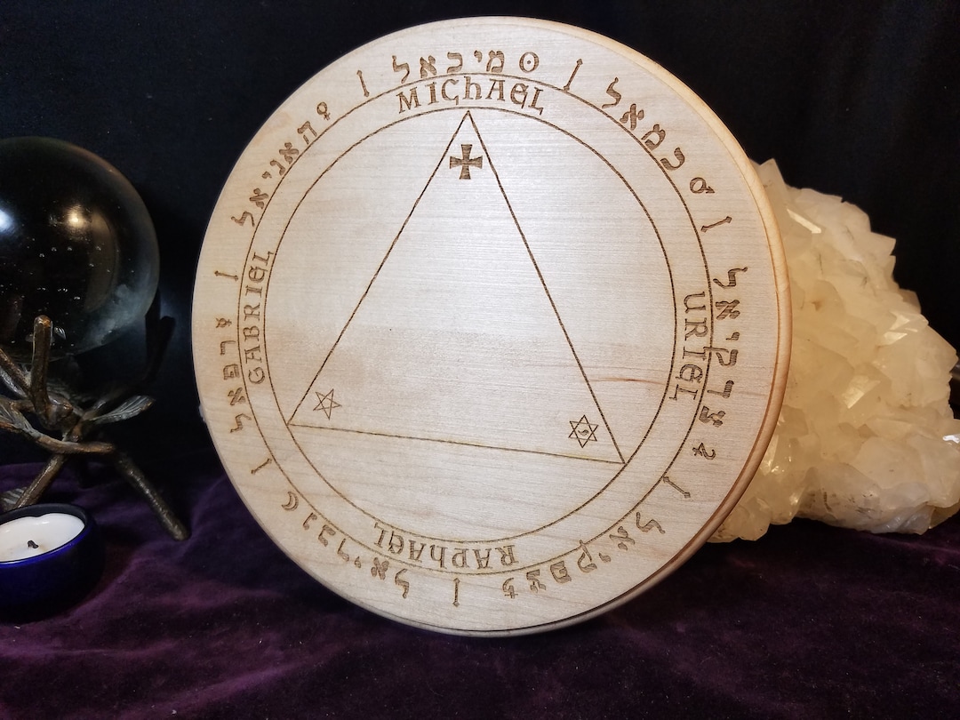 Table of Practice - 9" Engraved, Solid Wood - English Archangels/hebrew ...