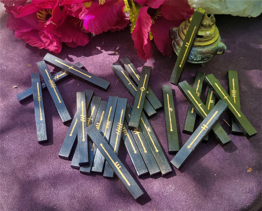Ebony Celtic Ogham Staves - Engraved Wood Divination, Psychic Reading ...