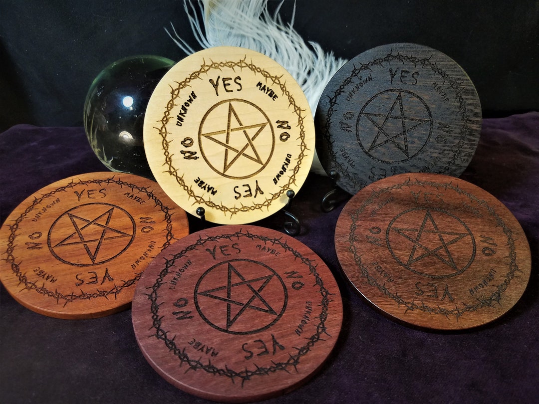 4" Pentacle & Barbed Wire Pendulum Board - Engraved, Solid Domestic or ...