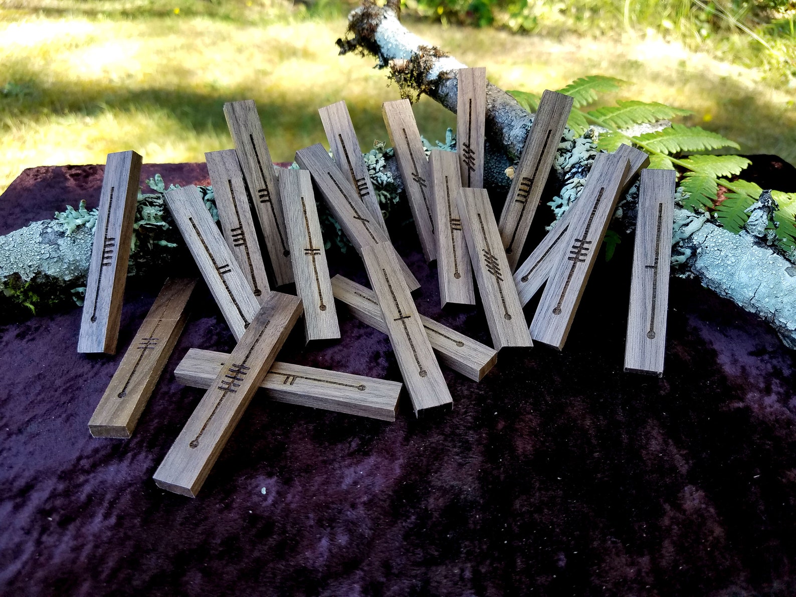 Walnut Celtic Ogham Staves - Engraved Wood Divination, Psychic Reading ...