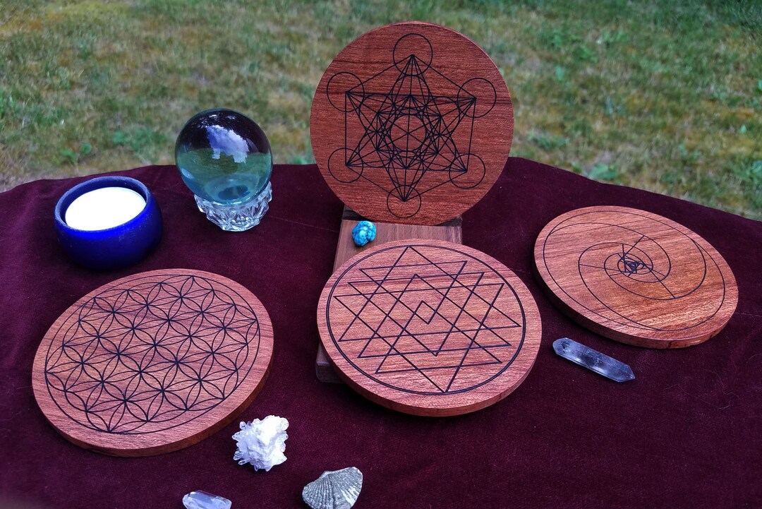 4" Solid Wood Crystal Grids - Bloodwood - Set W/ Pouch or Singles - Etsy