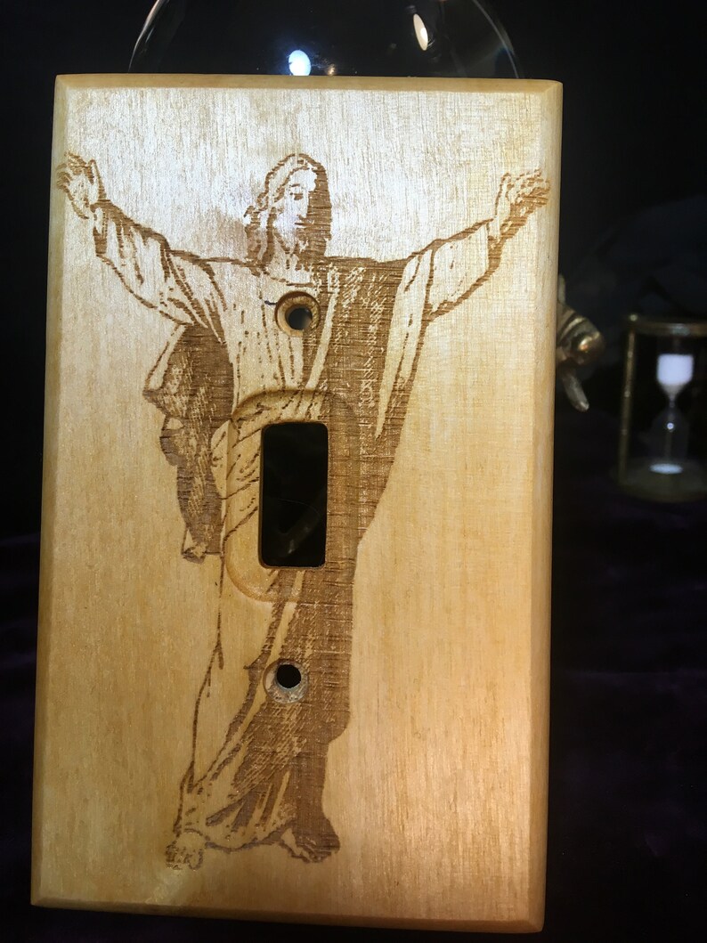 Naughty Jesus Birch Wood Light Switch Plate - Etsy