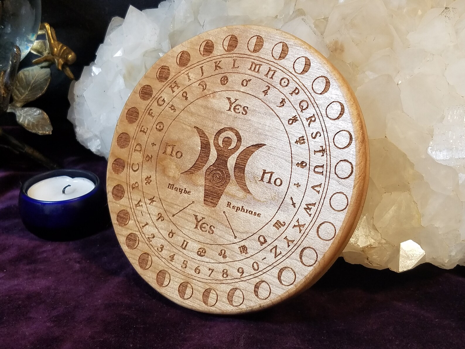 6" Goddess / Moon Cycle Pendulum Board - Engraved, Solid Wood - Etsy