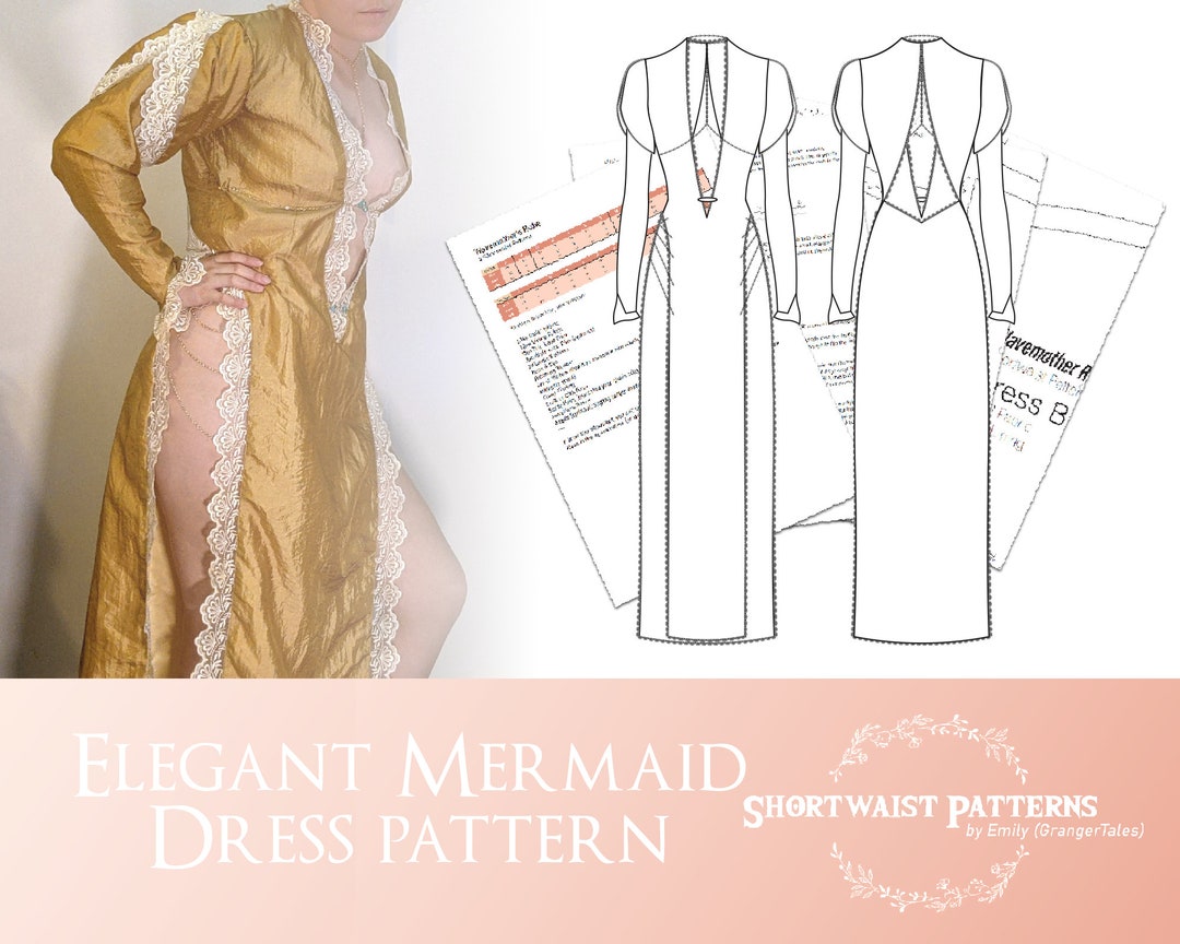 Elegant Mermaid Dress PDF Pattern Sizes 6-30 - Etsy