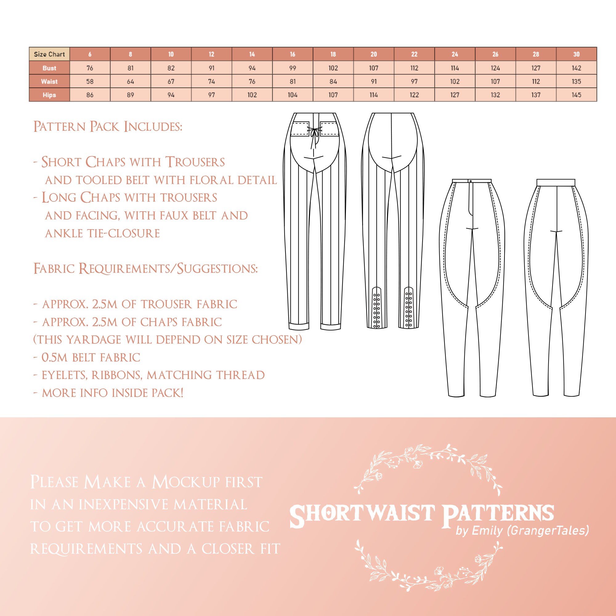 Steampunk Trousers & Chaps Set | PDF Pattern Sizes 6-30 - Etsy