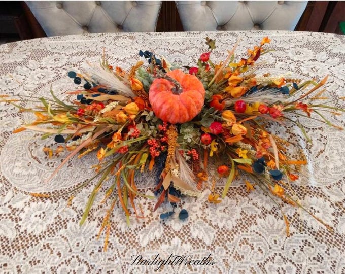 Fall Centerpiece, Pumpkin Centerpiece, Thanksgiving Decor, White ...