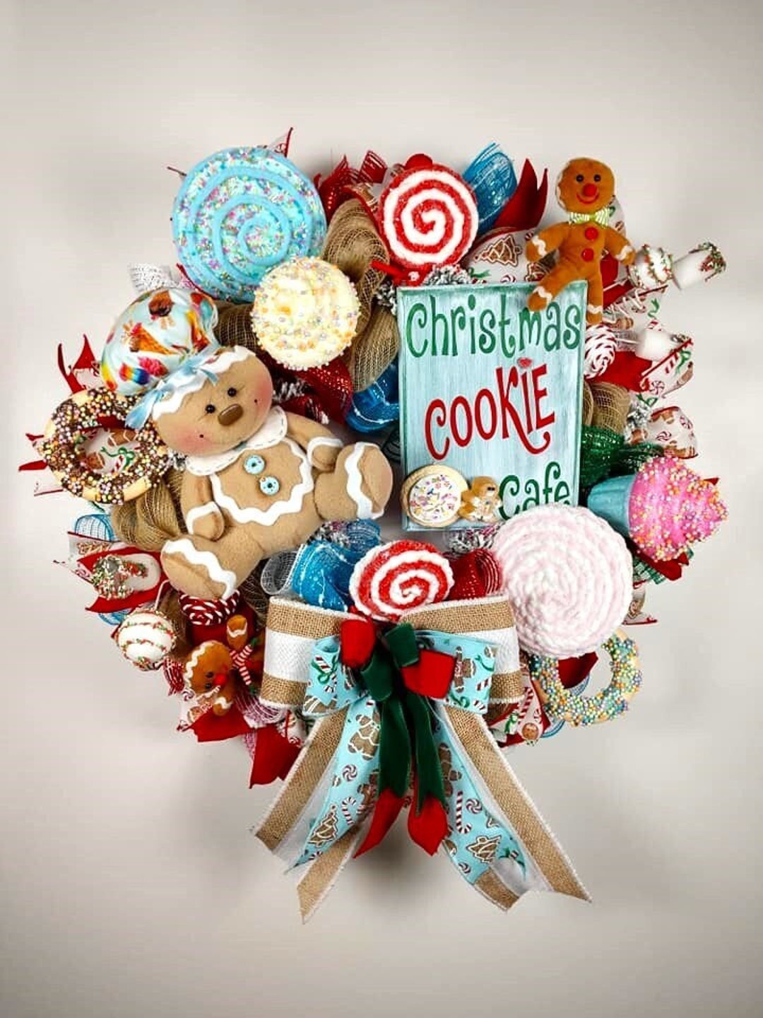 Gingerbread Mesh Wreath, Christmas Wall Decor for the Holiday Season - Etsy