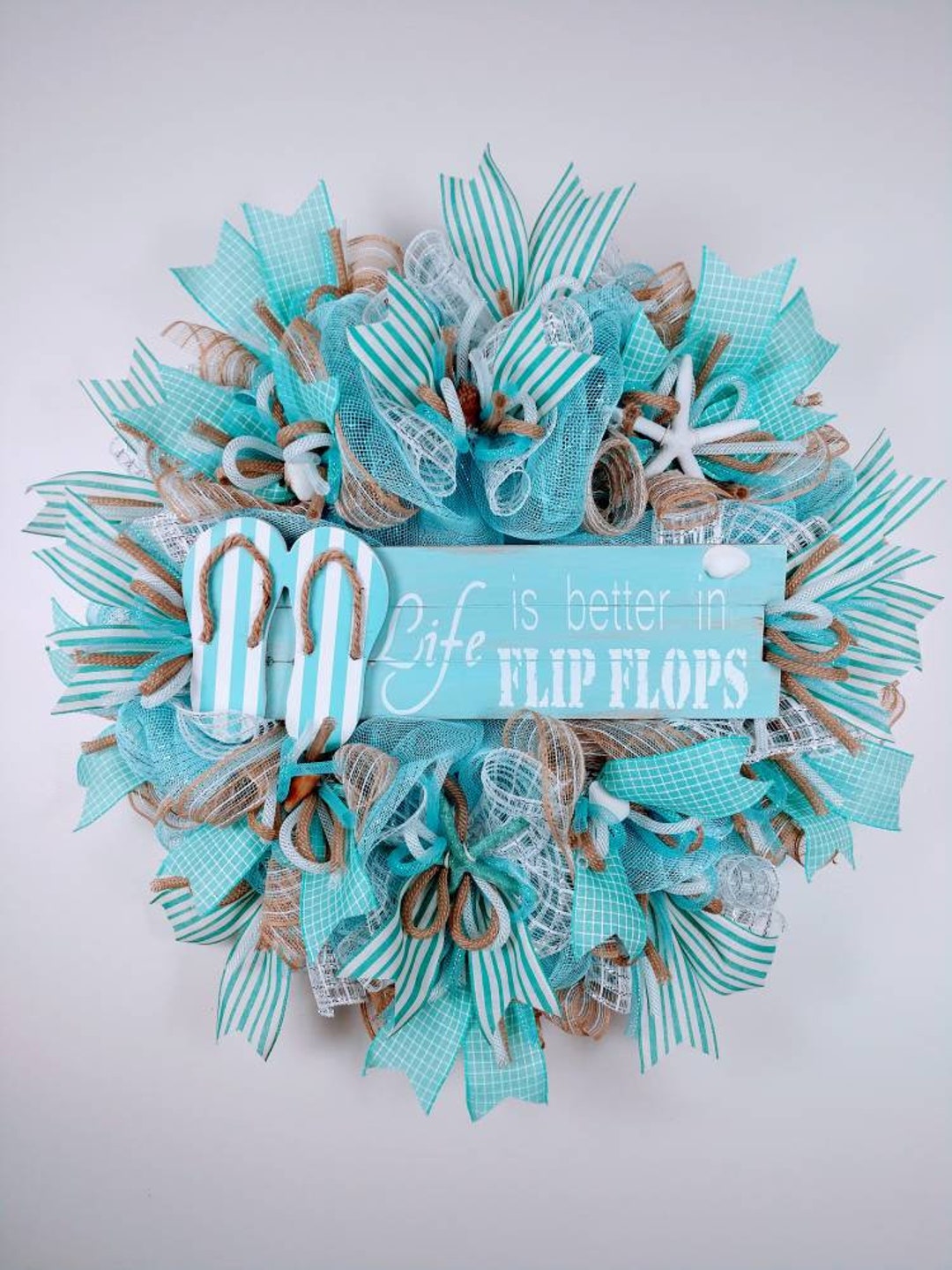 Life is Better in Flip Flops Beach Mesh Wreath Flip Flop - Etsy