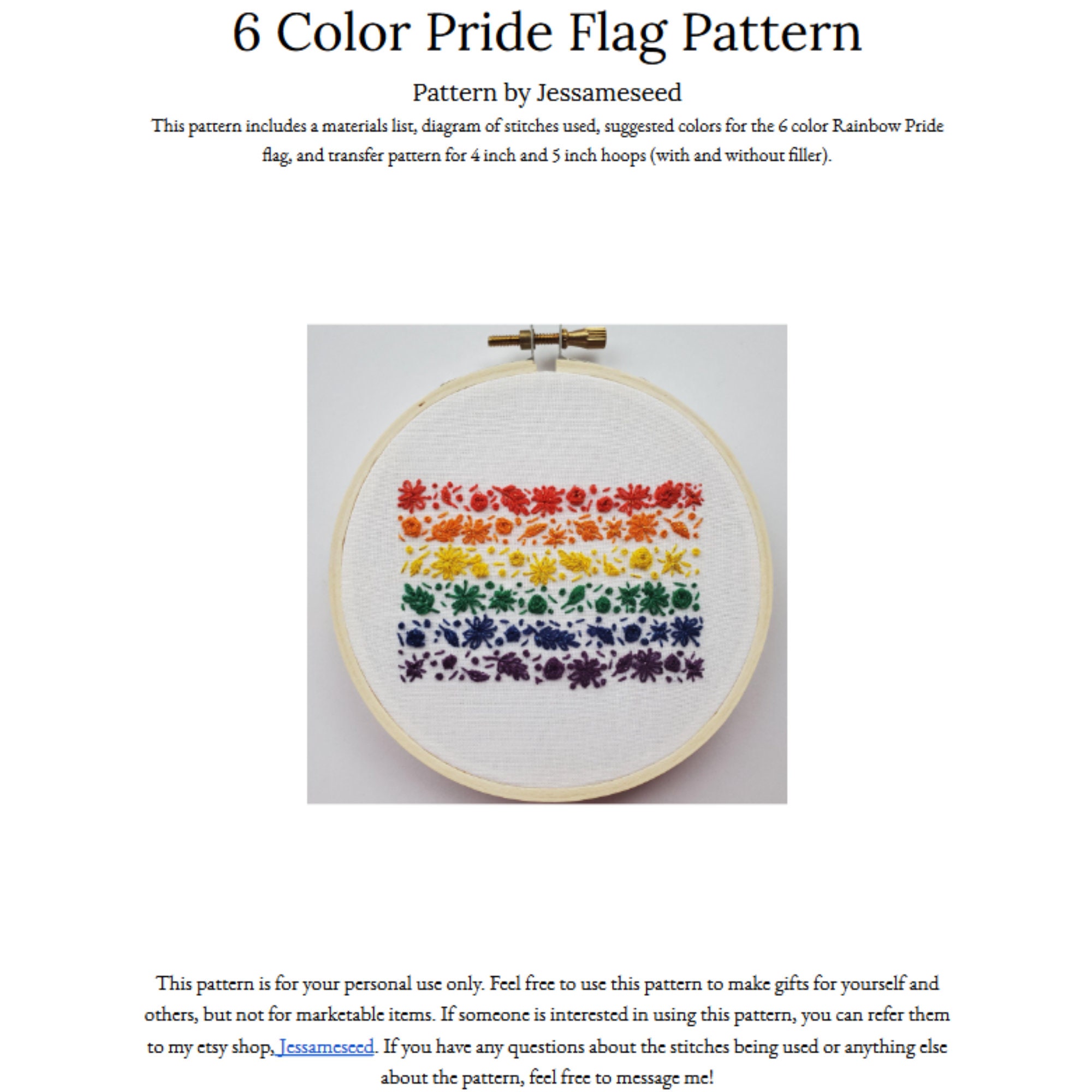 Progress Pride Flag Floral Embroidery Pattern - Stitching Guide ...