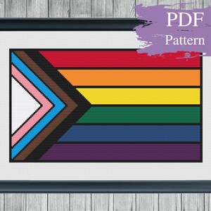 Progress Pride Flag Cross Stitch Pattern PDF File Digital Pattern ...