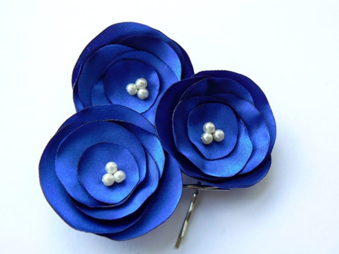 Royal Blue Hair Clips Accessories Headpiece Hair Flowers - Etsy