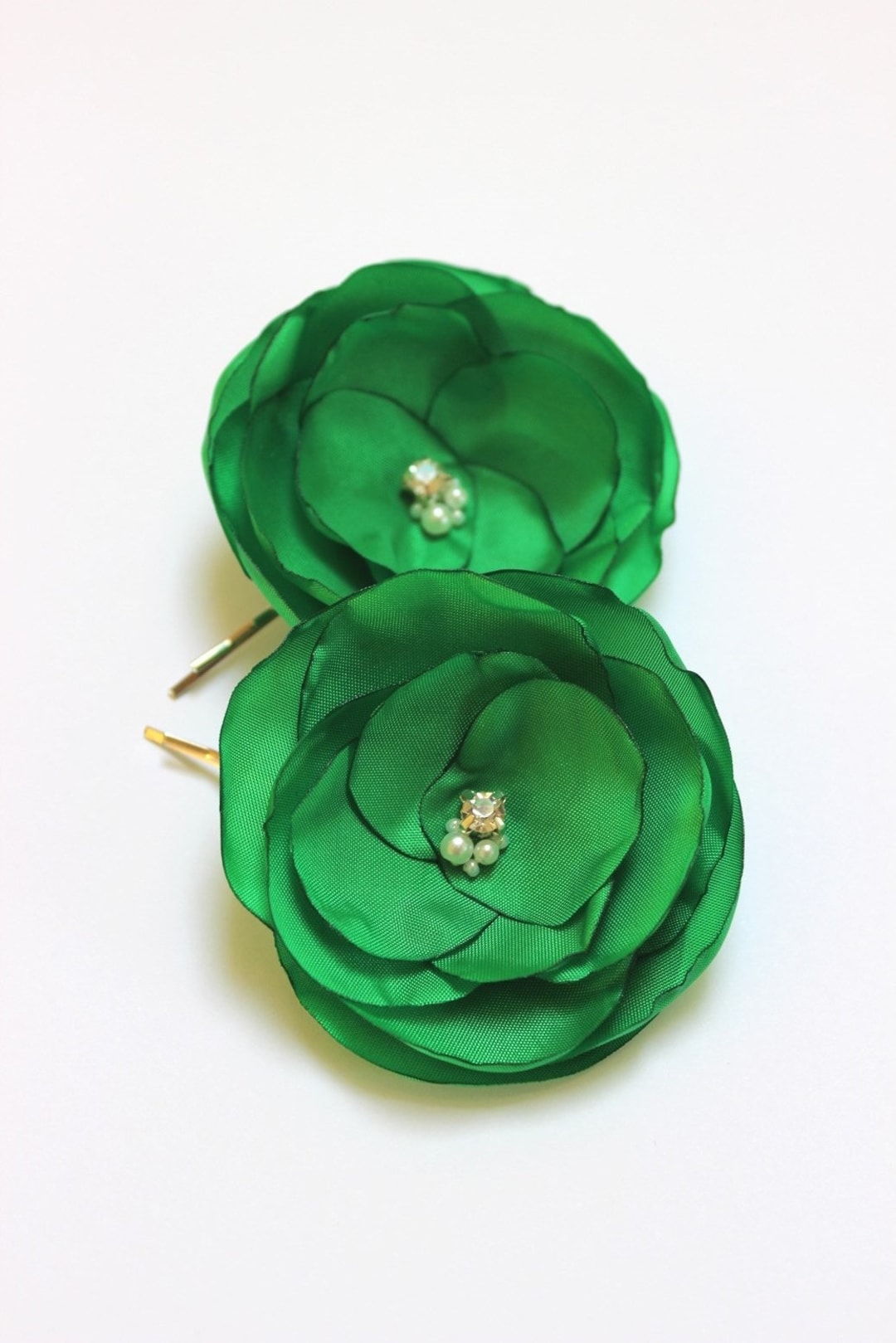 Emerald Green Hair Clips Wedding Accessories Headpiece Hair Flowers ...