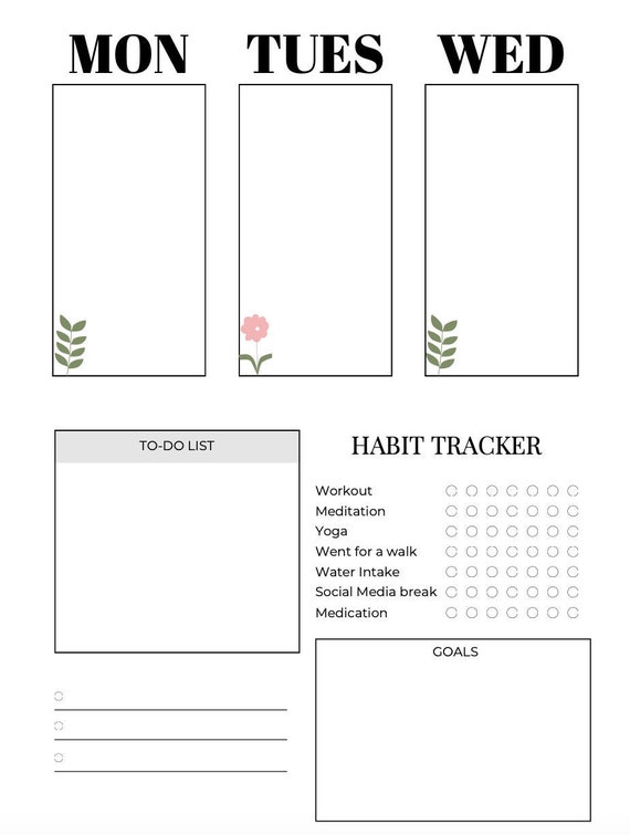 Rose Habit Tracker - Etsy