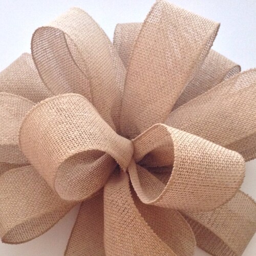 Burlap Tree Topper / Christmas Tree Topper / Natural Xmas Bow | Etsy