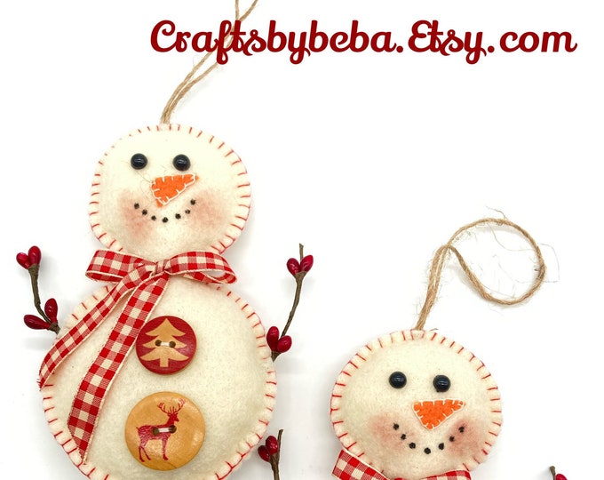 Snowman Ornaments / Christmas Snowman Felt Ornaments / Xmas Tree ...