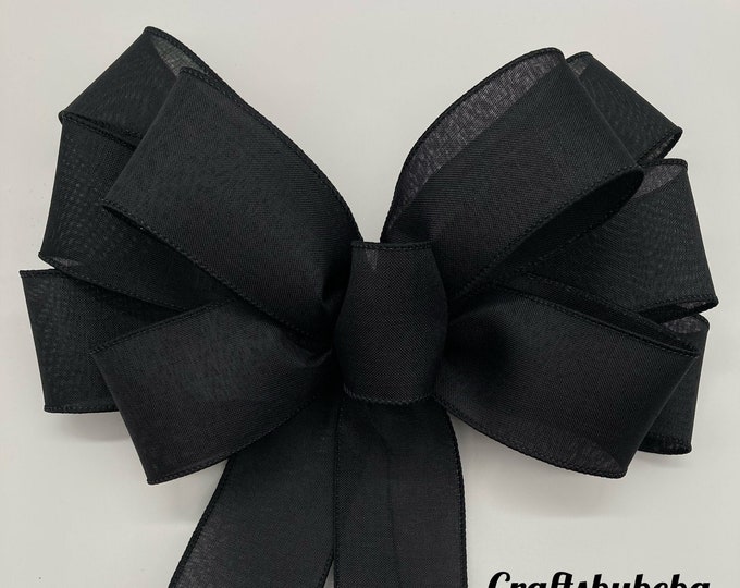 Black Wreath Bow / Halloween Black Decorative Bow / Black Halloween ...