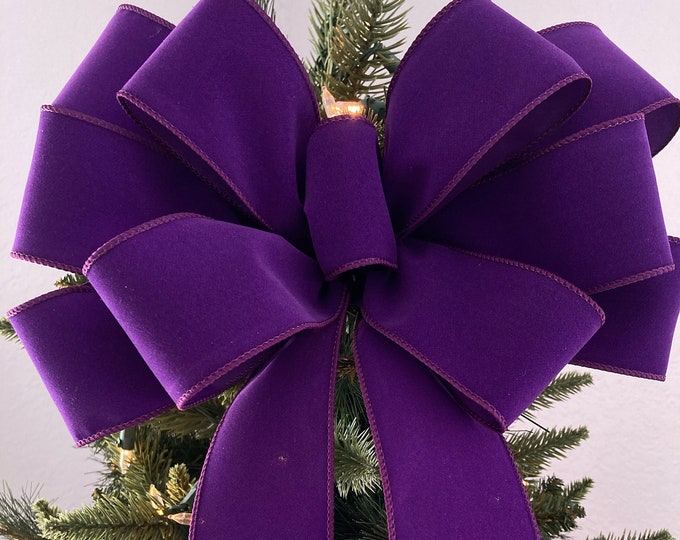Purple Christmas Wreath Bow Christmas Velvet Purple Tree Topper