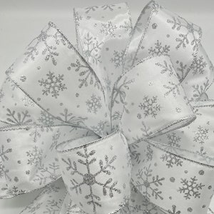 White Tree Topper / Christmas White Decorative Bow / | Etsy