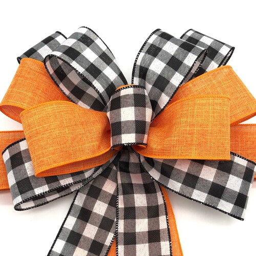 Buffalo Plaid And Orange Plaid Wreath Bow Fall Wreath Bow Etsy