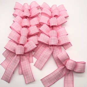 Pink Decorative Bows / Set 12 Bows / Pink and White Bows / Easter Pink ...
