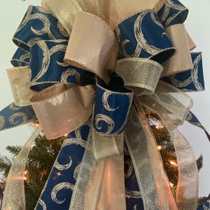 Christmas Tree Topper / Christmas Blue and Gold Tree Topper / Swirls ...