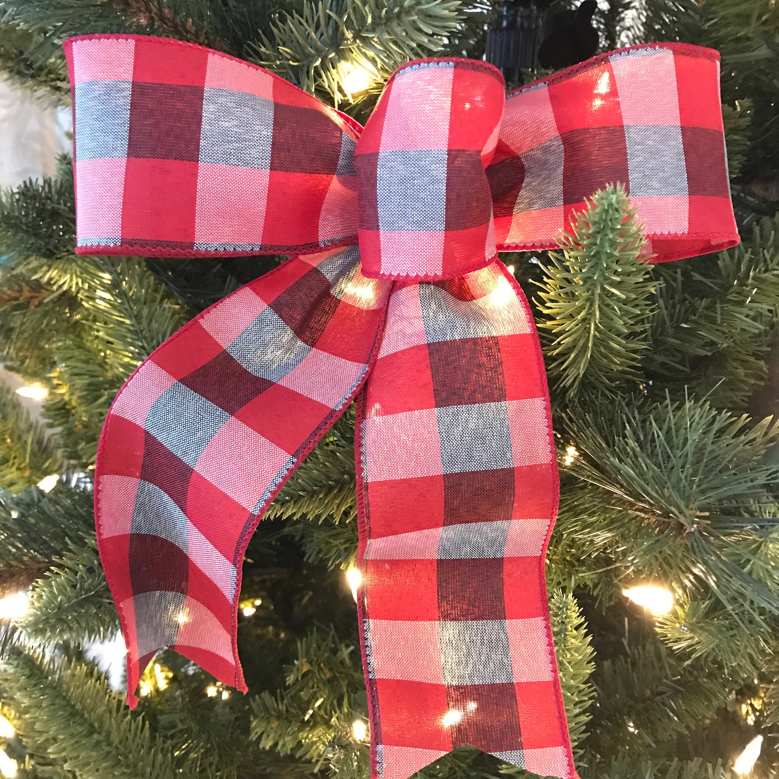 Red Plaid / Christmas Tree Bows / Xmas Red Decorative Bows / - Etsy
