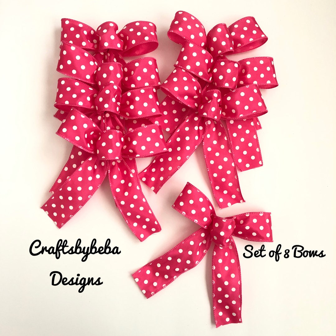 Pink and White Decorative Bows Hot Pink Polka Dots Bows Pink and White ...