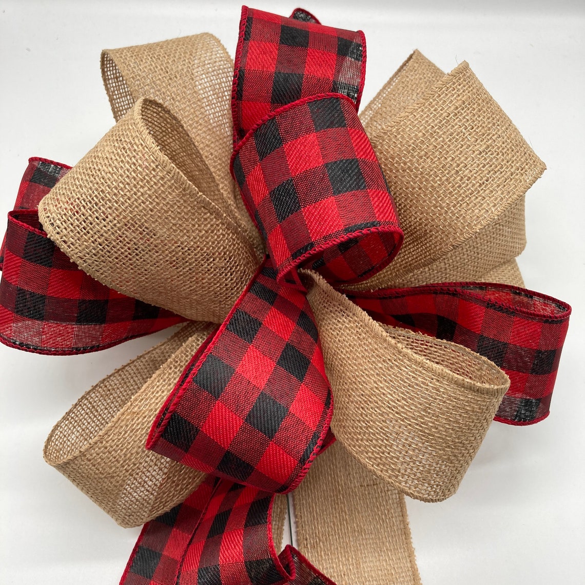 Buffalo Christmas Tree Topper / Red Black and Burlap | Etsy