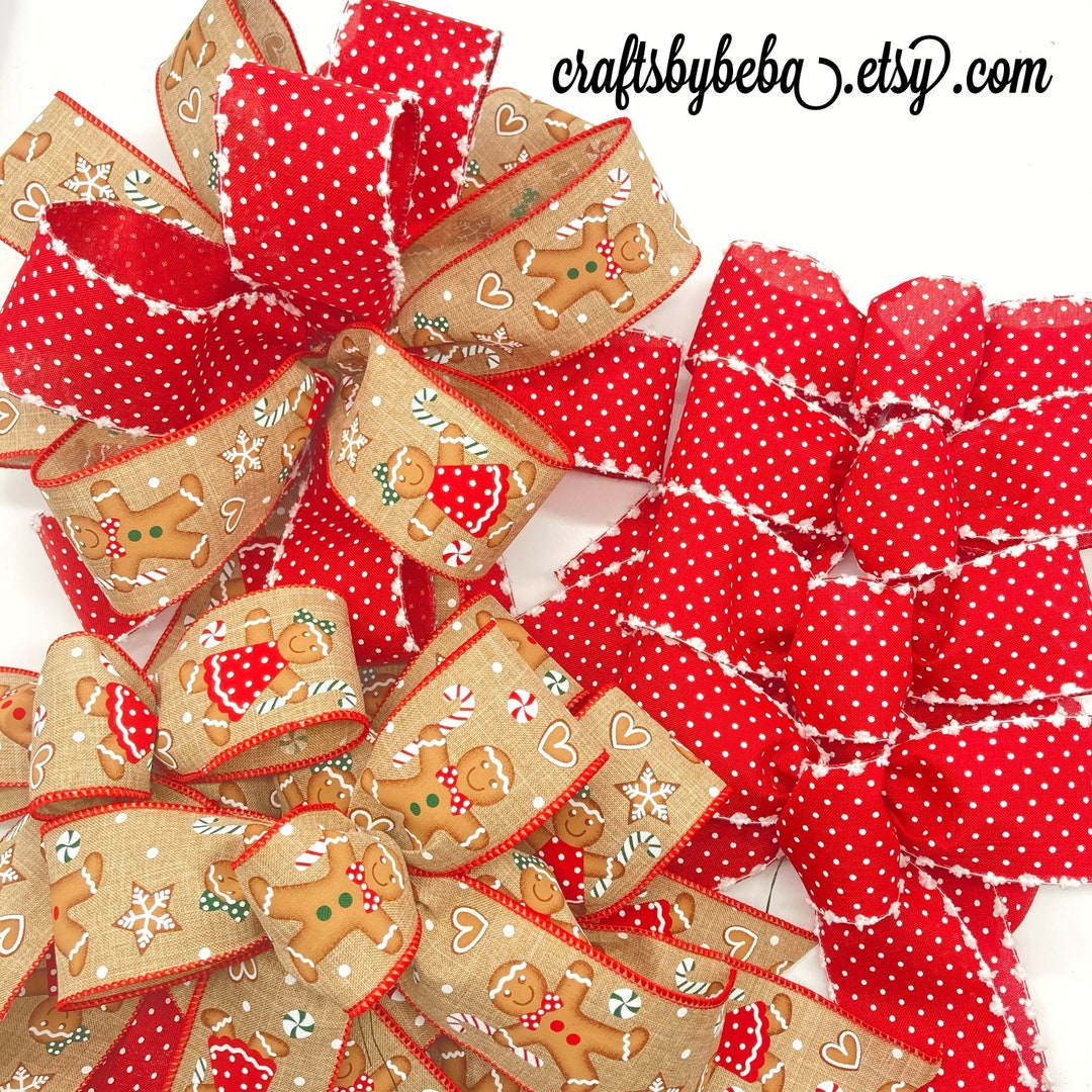 Gingerbread Christmas Tree Decorative Bows / Set 9 Bows / Gingerbread ...