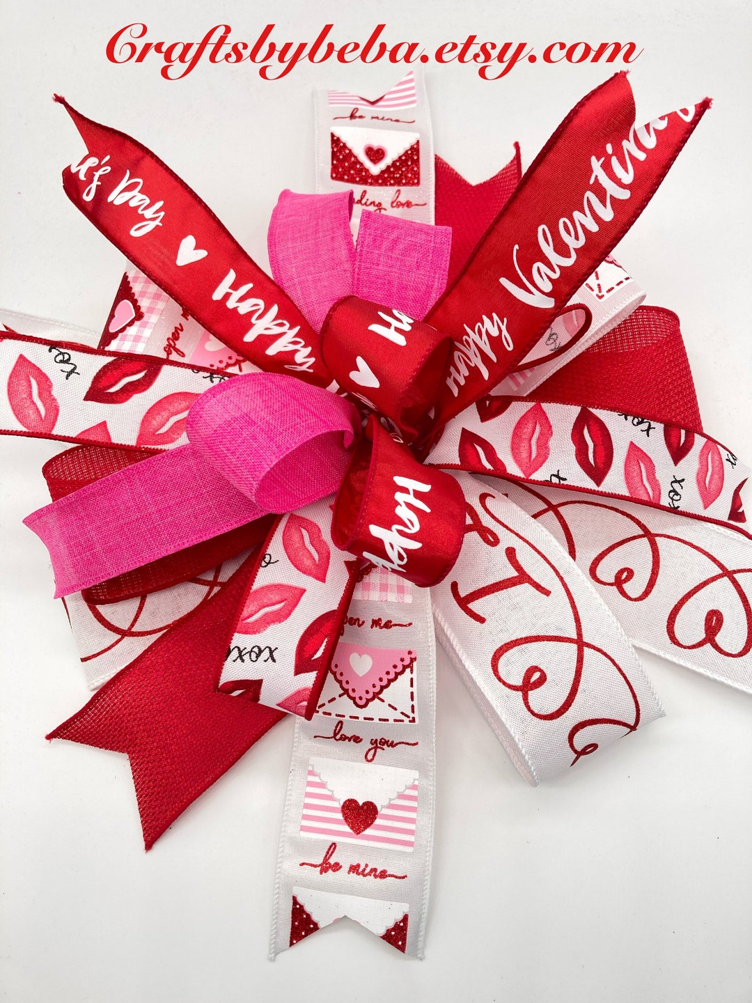 Valentine Decorative Bow Red Pink And White Valentine Decor Bow