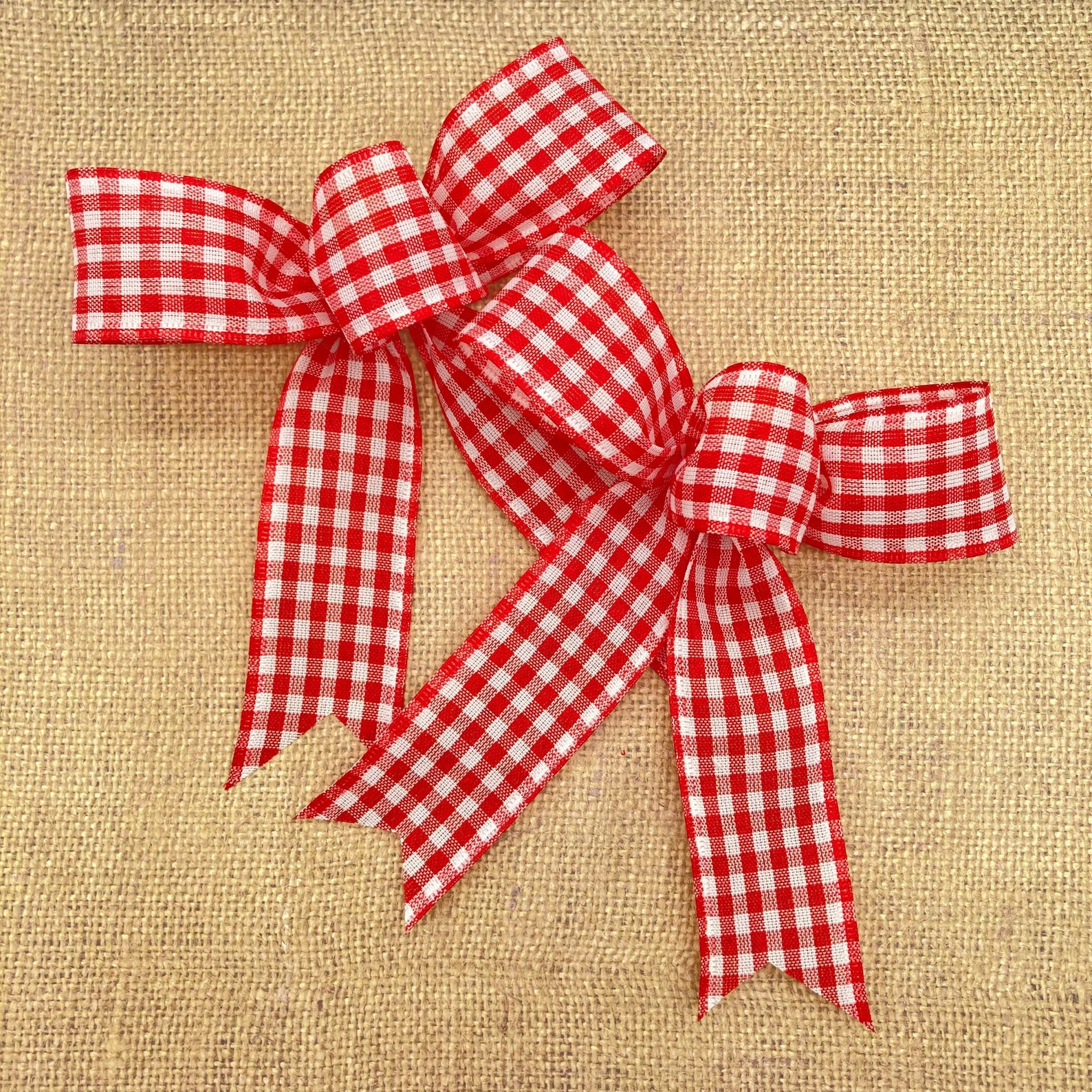 Gingham Decorative Bows / Set 12 Bows / Red and White Small - Etsy