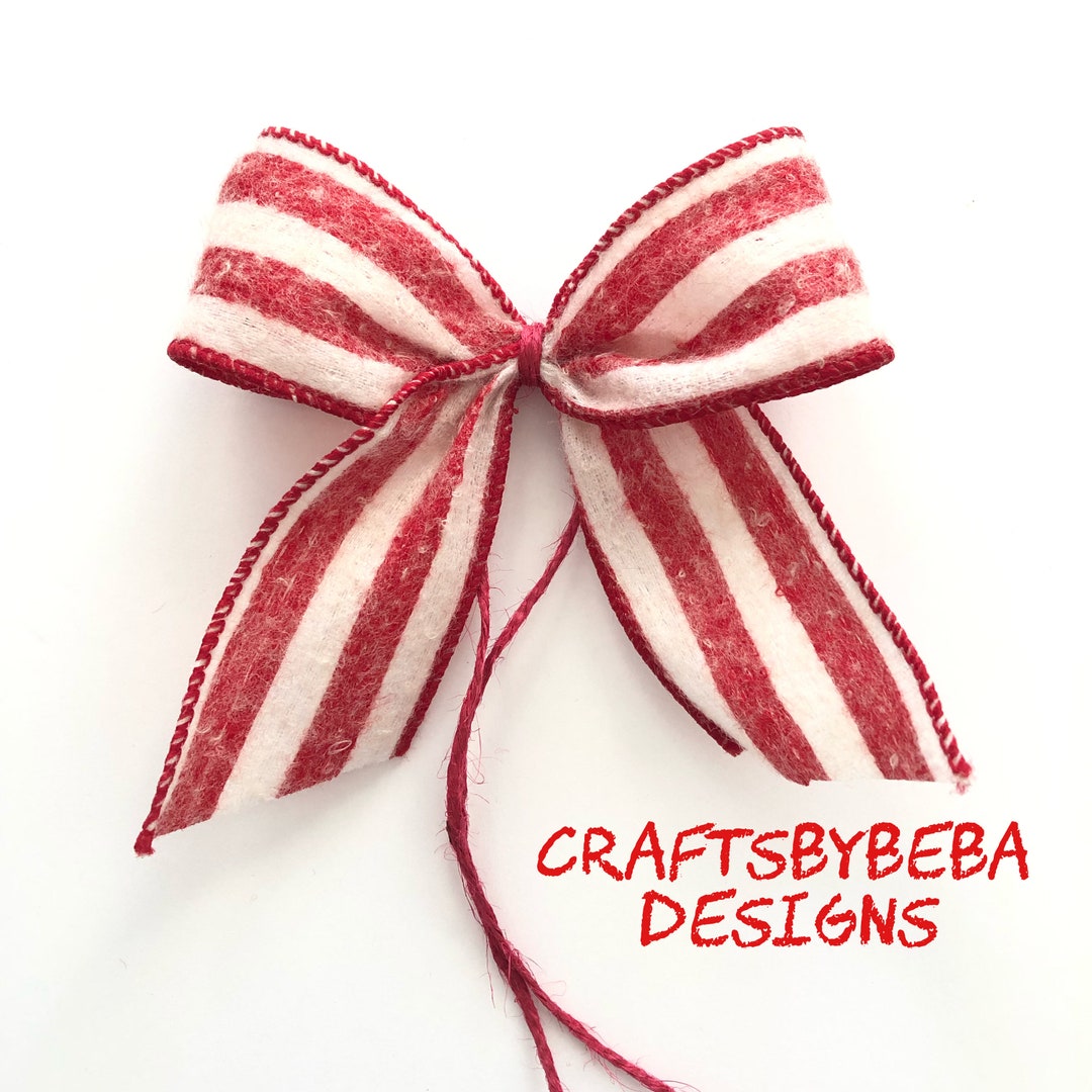 Christmas Stripes Decorative Bows / Set of 21 Bows / Small Xmas Decor ...
