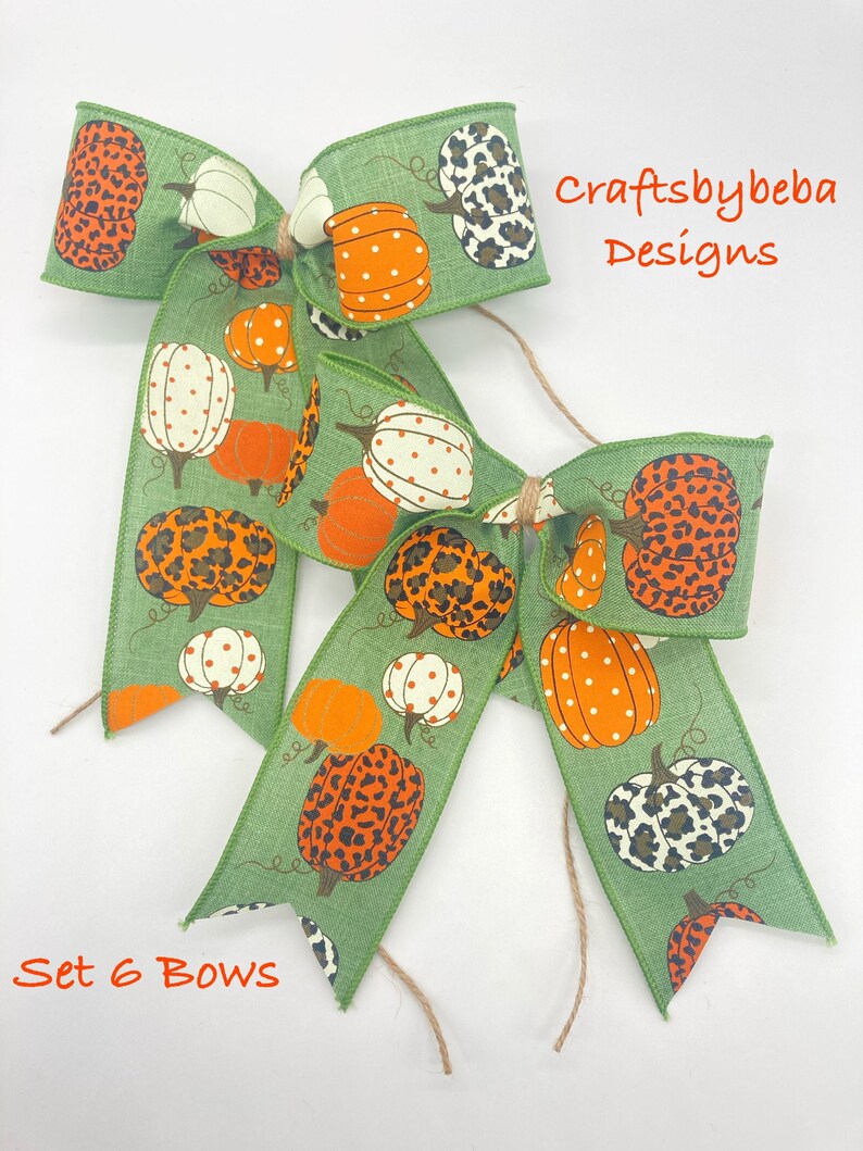 Fall Decorative Bows / Set 6 Bows / Harvest Pumpkin Bows / - Etsy