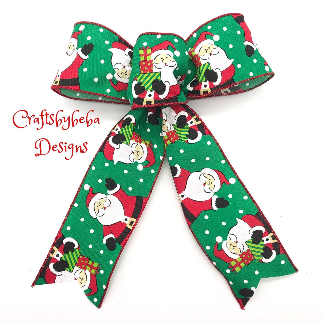 Santa Claus Decorative Bows Christmas Tree Bows Red Green Santa Claus ...