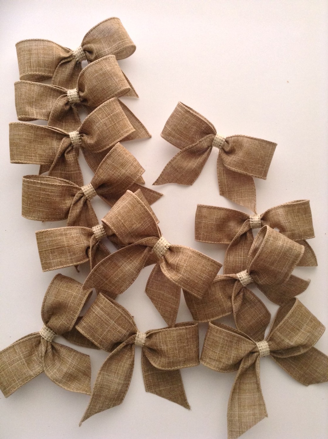 Set of 12 Burlap Bows: Natural Wired Ribbon Decor - Etsy