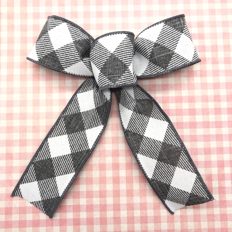 Gray Check Decorative Bows / Set 12 Bows / Gray and White - Etsy