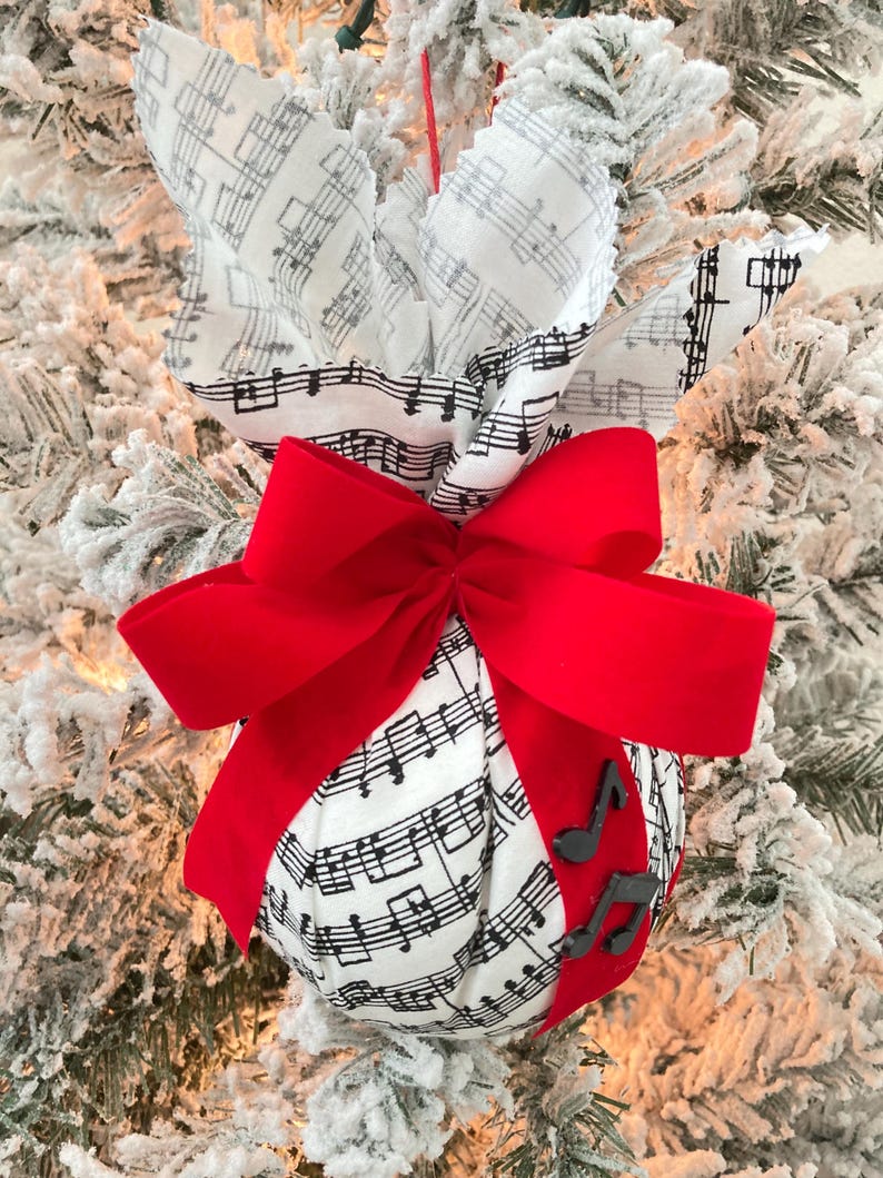 Music Notes Christmas Ornaments: Handmade Fabric Xmas Decor, Set of 2 ...