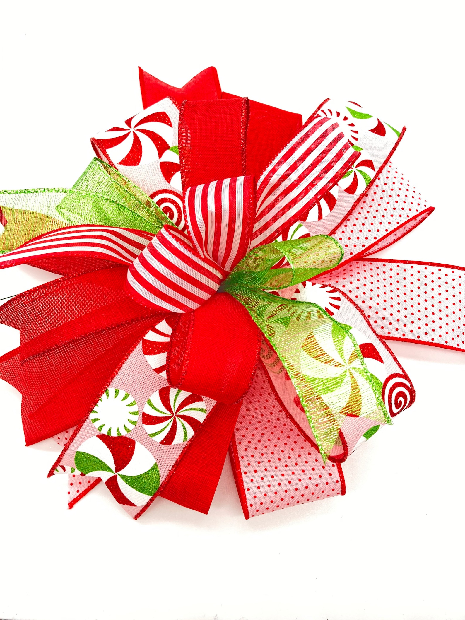 Christmas Whimsical Decorative Bow / Peppermint Christmas Bow - Etsy