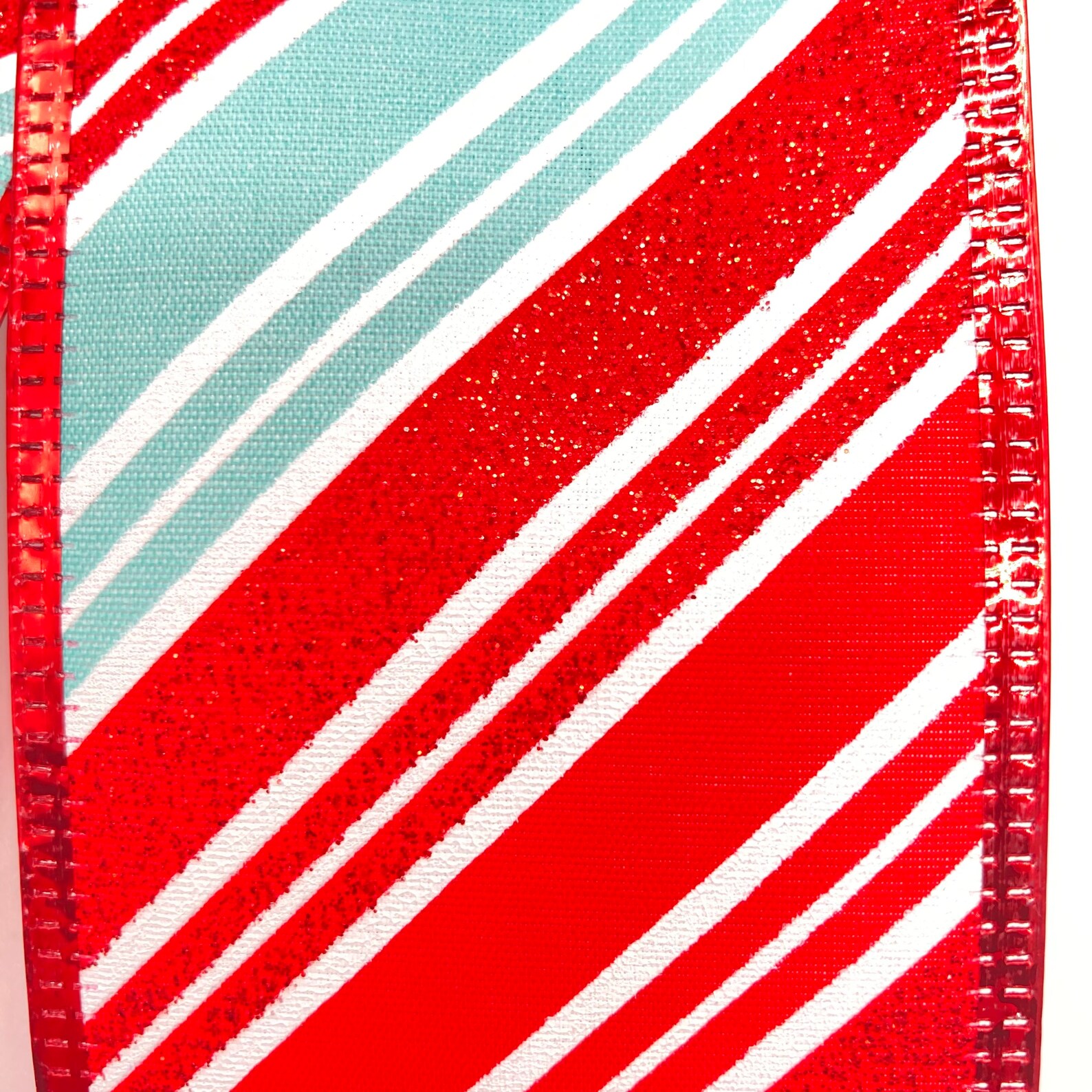 Peppermint Christmas Wreath Bow: Red & Teal Whimsical Tree Topper - Etsy