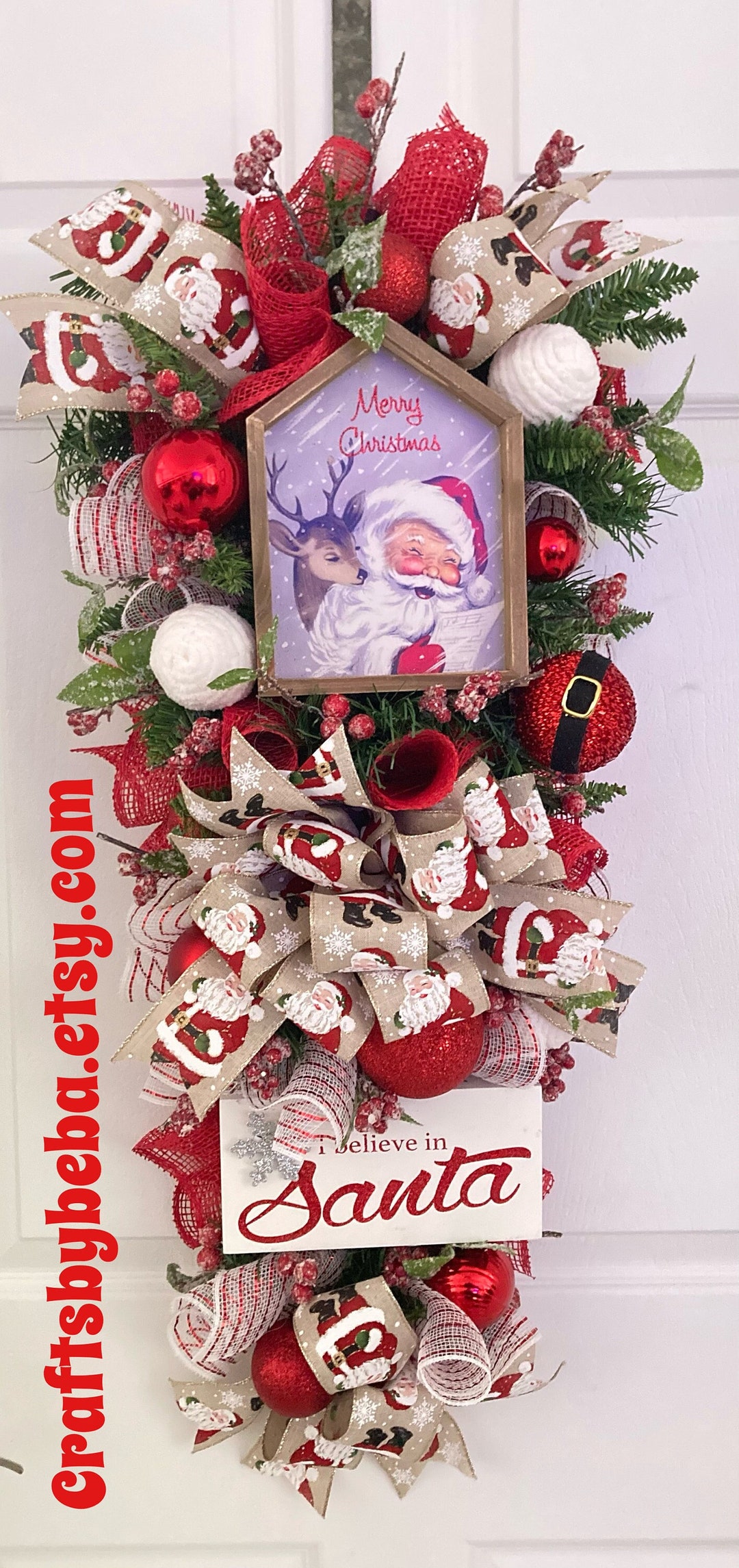 Santa Claus Christmas Swag / Santa Claus Swag Door Hanger / Christmas ...