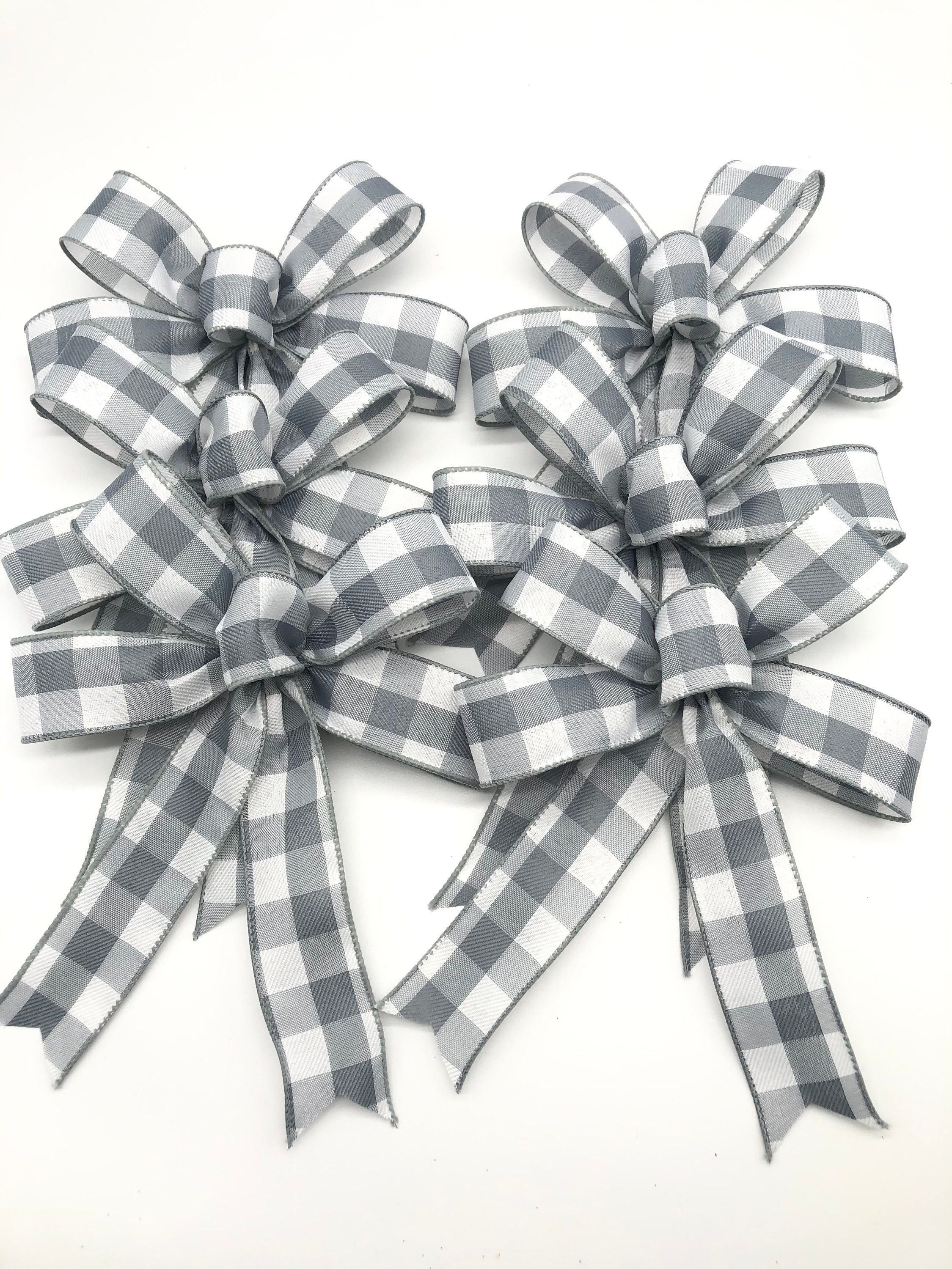 Gray Color Plaid Decorative Bows / Set 6 Bows / Gray and White - Etsy UK