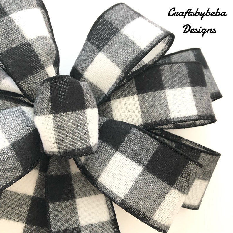 Buffalo Black and White Decorative Bow / Plaid Decor Bow / | Etsy