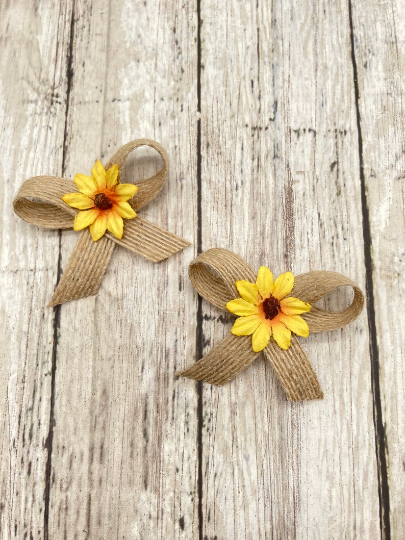 Sunflower Small Decorative Bows / Set 24 Bows / Burlap - Etsy