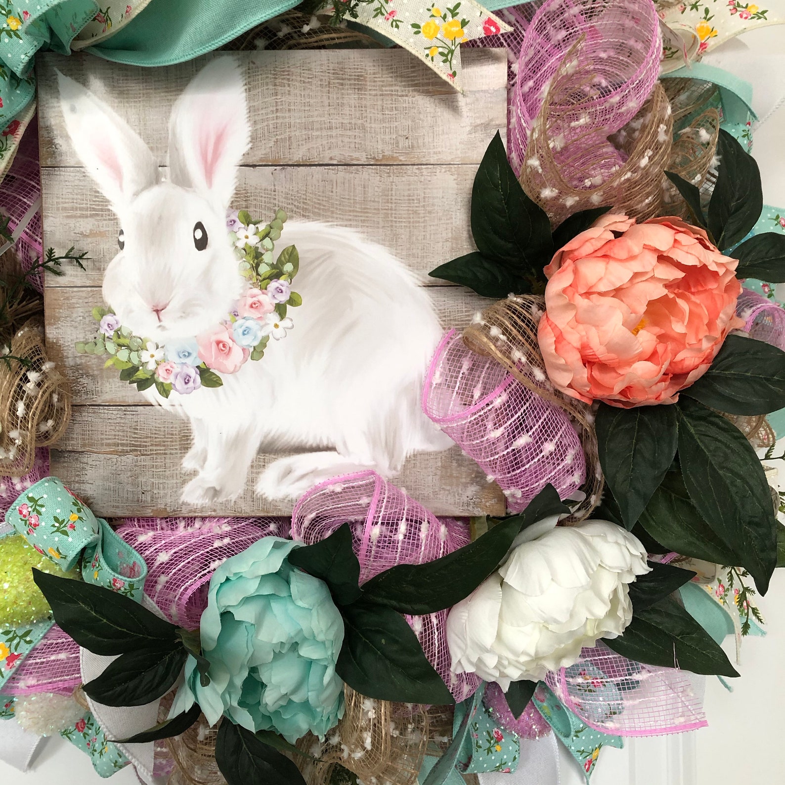 Easter Wreath / Bunny Easter Wreath / Easter Door Hanger / | Etsy