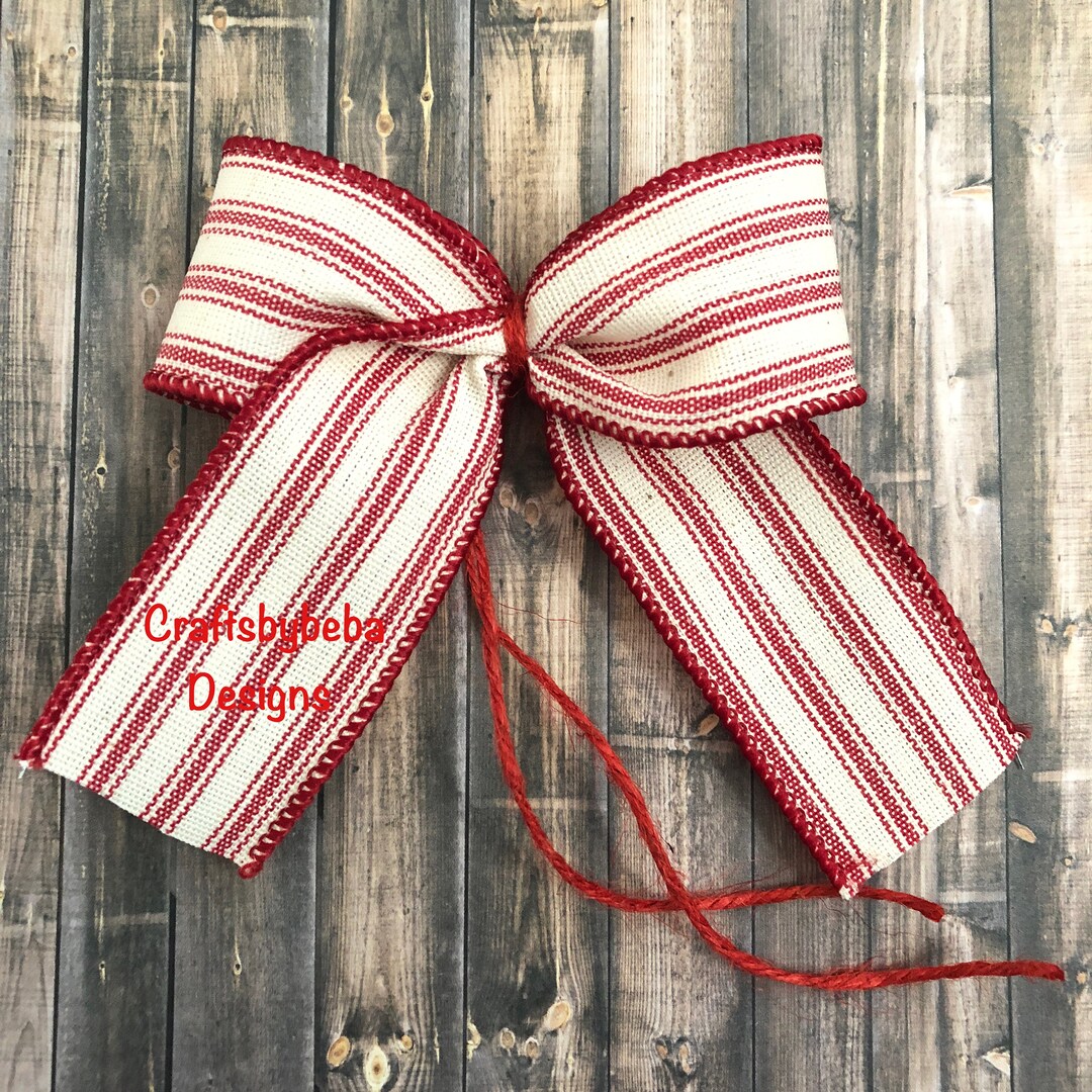 Christmas Bows / Xmas Small Decorative Bows / Red and off White ...