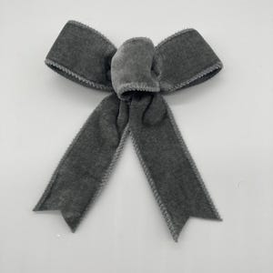 Gray Velvet Christmas Bows: Handmade Wired Ribbon, Set of 12 - Etsy