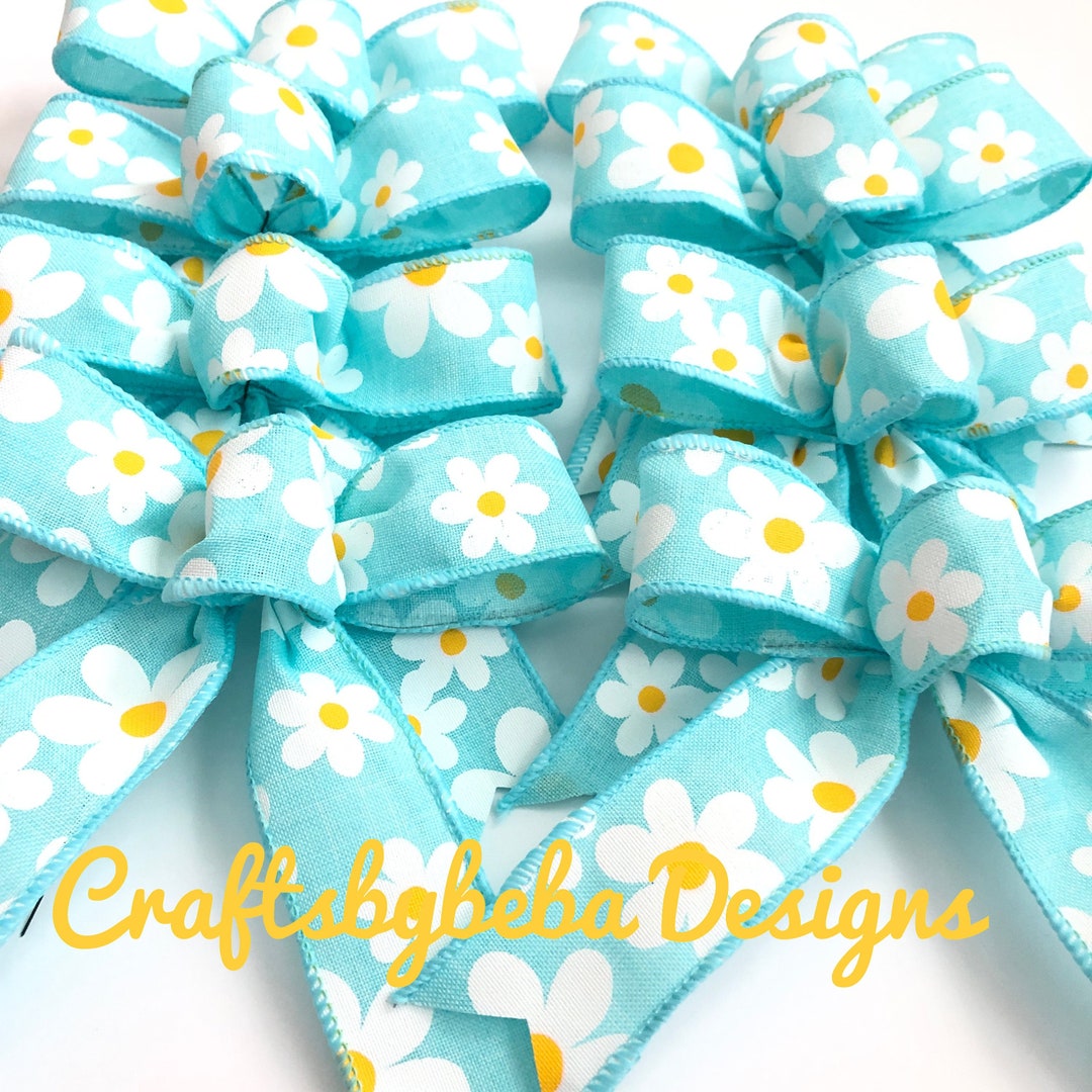 Daisy Blue Flowers Decorative Bows Blue Teal Decor Bows Daisy Small ...