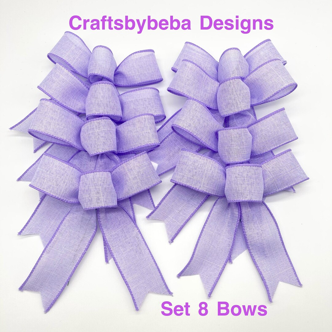 Purple Decorative Bows / Set 8 Bows / Small Spring Purple Colors Decor ...