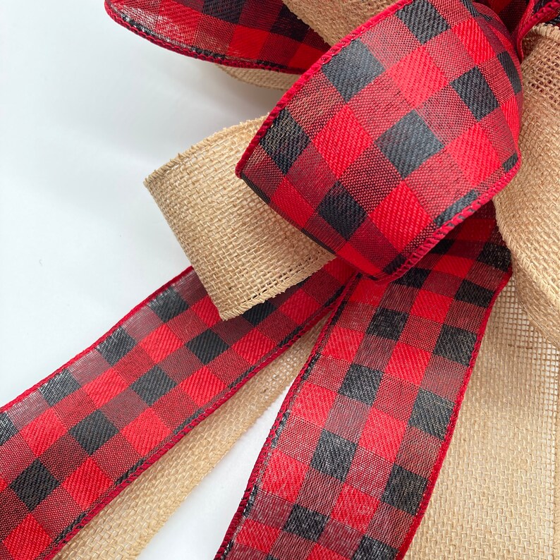 Buffalo Christmas Tree Topper / Red Black and Burlap | Etsy